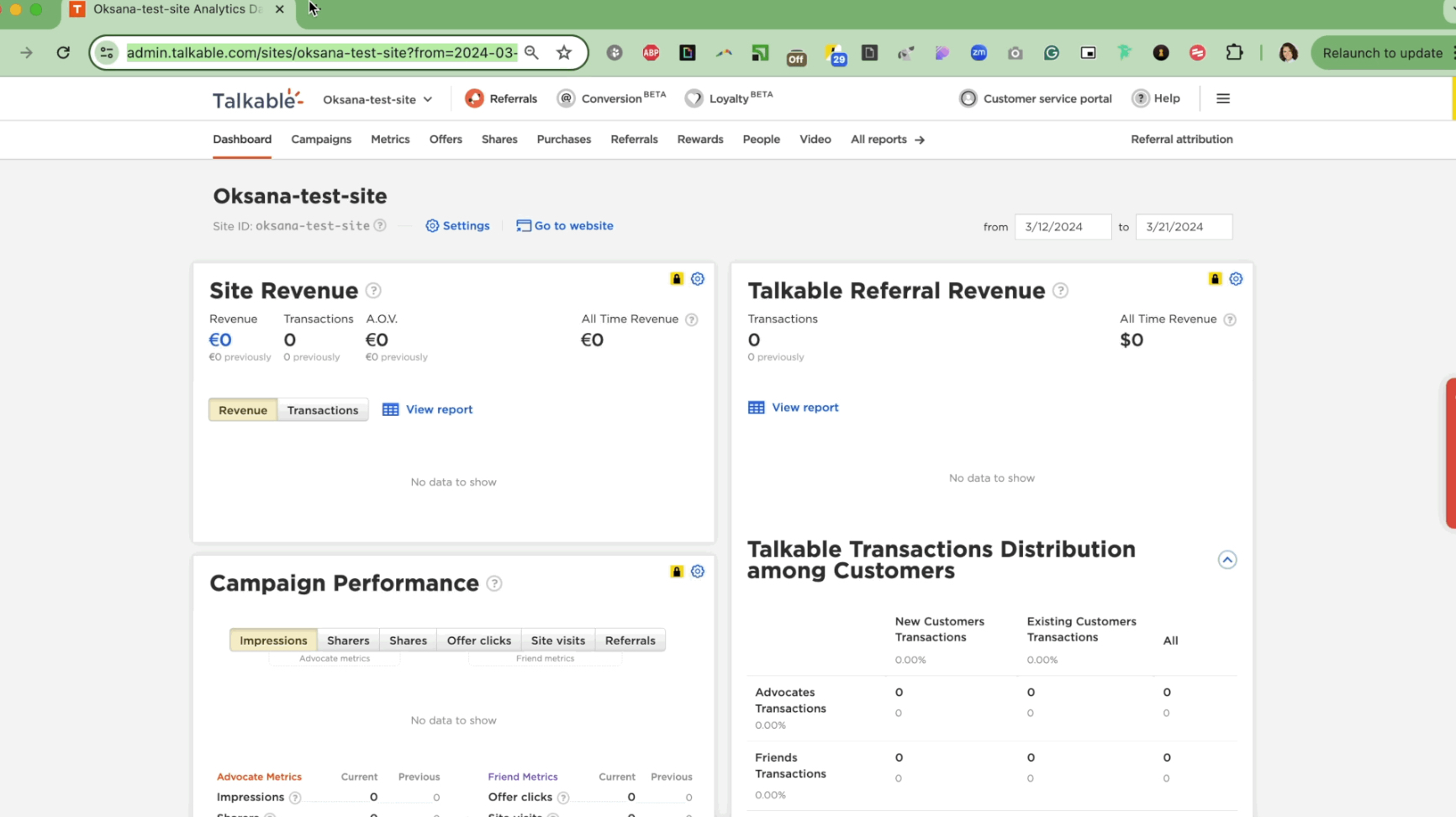 Dashboard URL Enhancement | Talkable