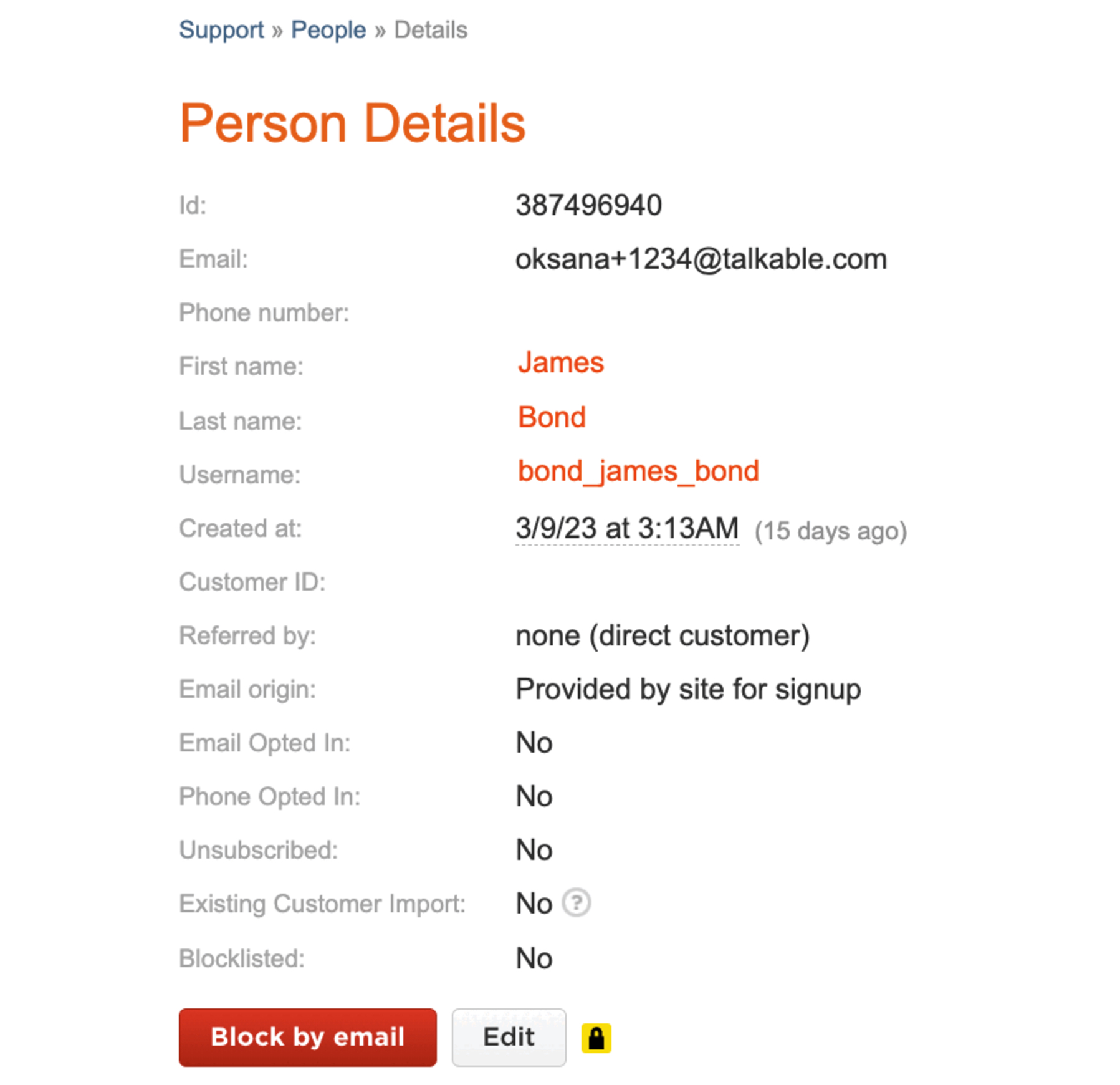 Person Details Update | Talkable